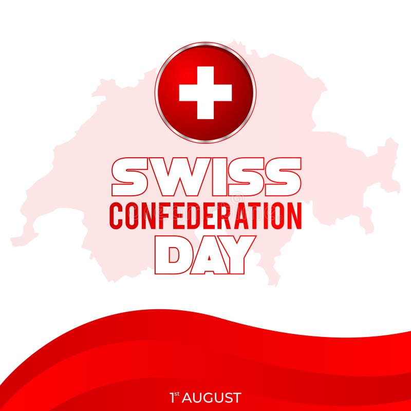 Swiss Confederation Day with Red Map of the Country Stock Vector ...