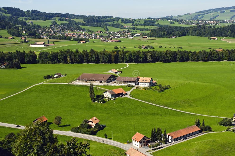 Swiss Countryside stock image. Image of grazing, farmhouse - 16897811