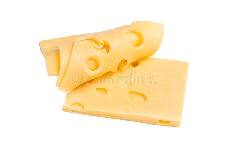 Swiss Emmental Cheese Slices Isolated on White Background. Top View ...