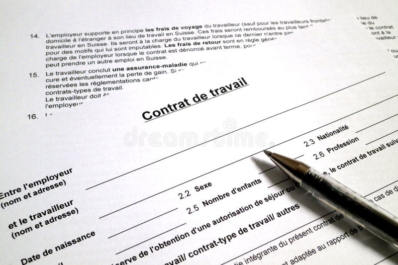 Swiss Employment Contract Form Stock Image - Image of contract, filing ...