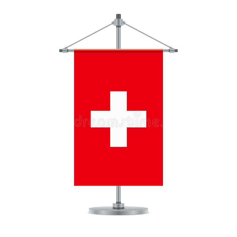 Swiss Flag on the Cross Metallic Pole, Vector Illustration Stock Vector ...