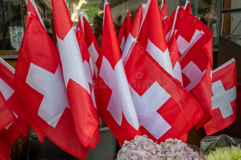 Swiss Flag. Group of Switzerland Flag Stock Image - Image of ...