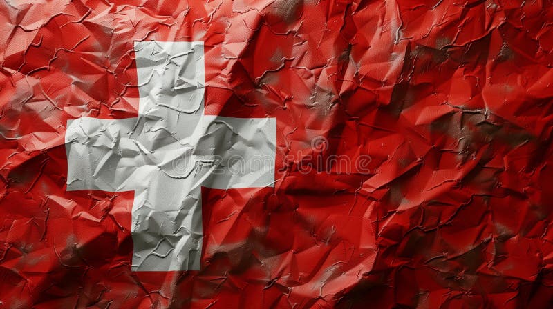 Swiss Flag with a Prominent Cross Symbol on it Stock Photo - Image of ...