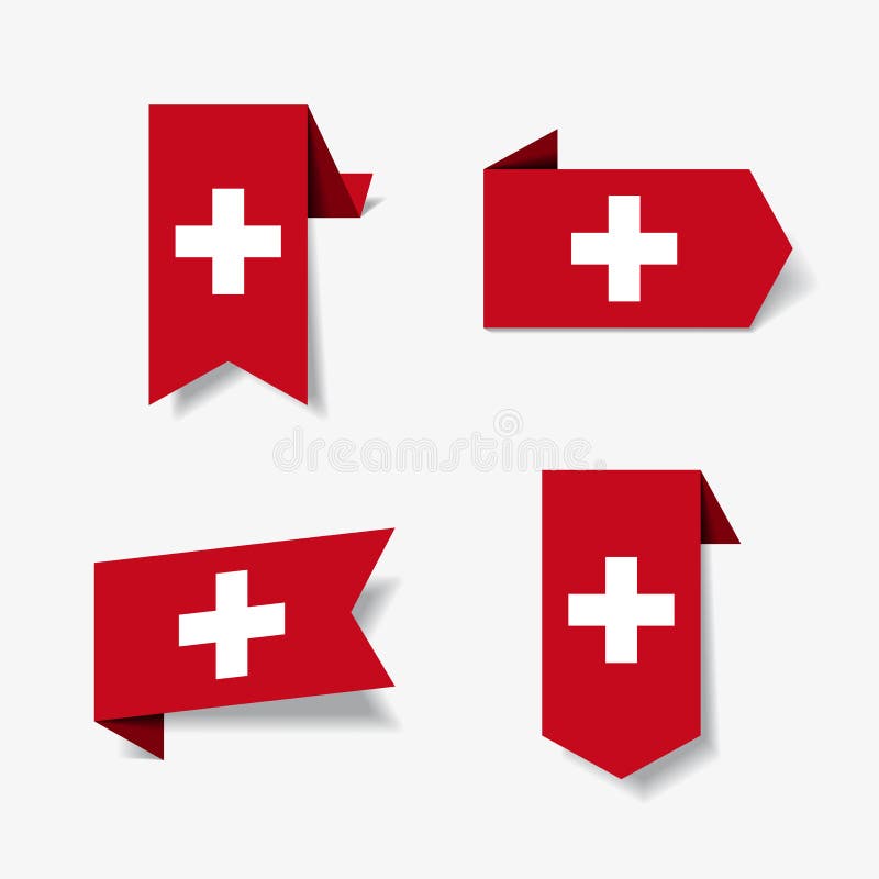 Swiss Flag Stickers and Labels. Vector Illustration. Stock Vector ...