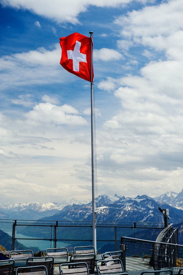 Swiss flag on the top stock image. Image of flag, swiss - 31324223