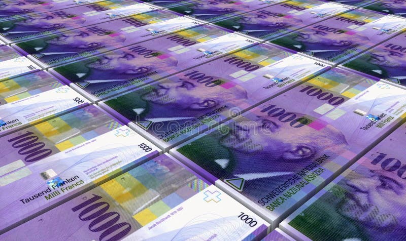 Swiss Franc Bills Stacks Background. Stock Illustration - Illustration ...
