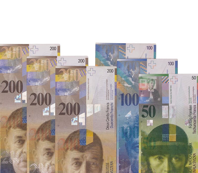 Swiss Francs Bill Isolated on White Background. Stock Image - Image of ...