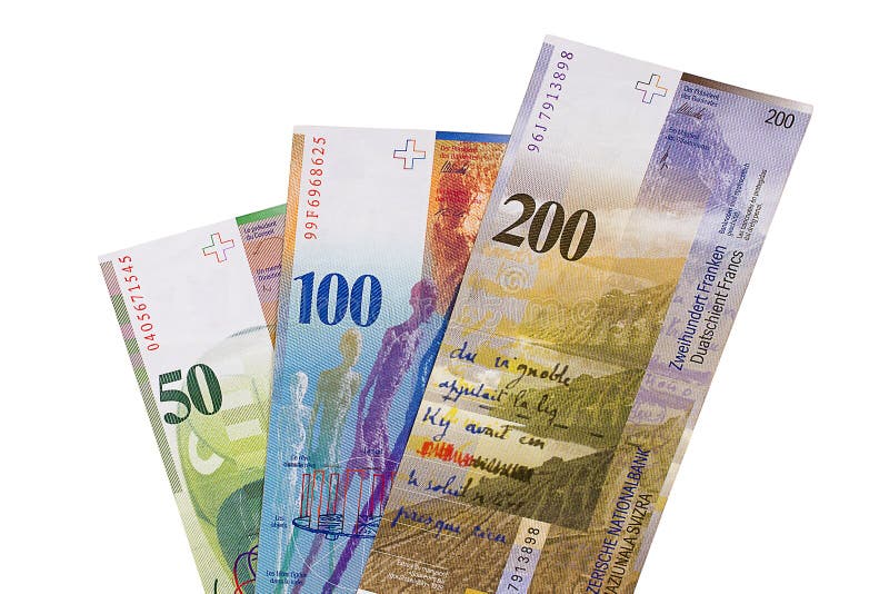 Swiss Francs Bill Isolated on White Background. Stock Image - Image of ...