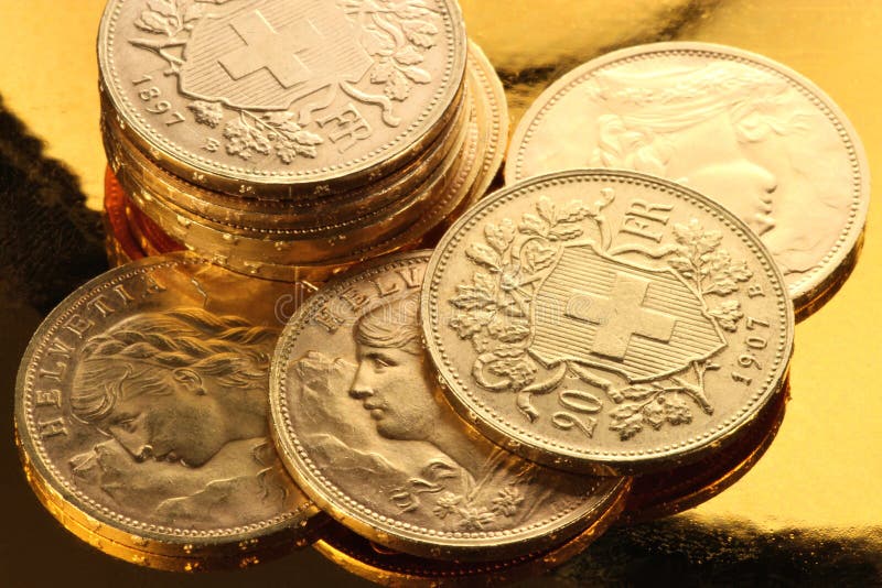 Swiss gold coins stock photo. Image of inflation, accumulation - 64491608