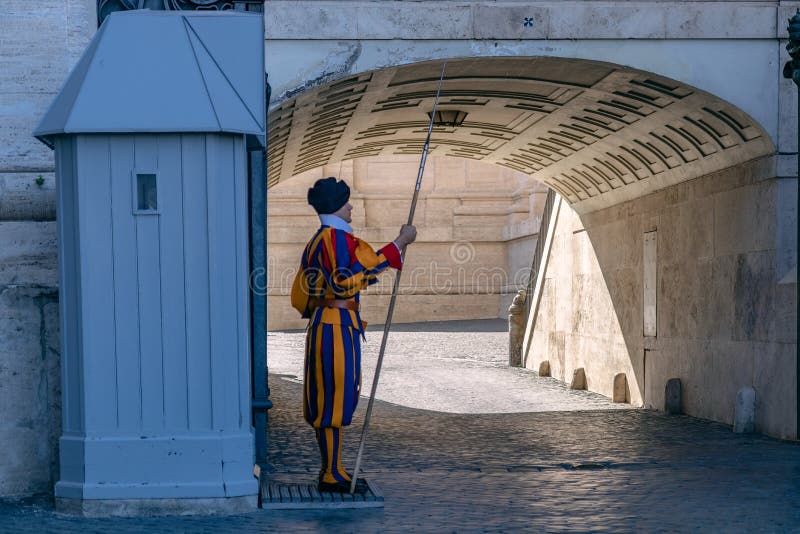 Swiss Guardsman Standing in the Guard. Vatican, Rome, Italy Editorial ...