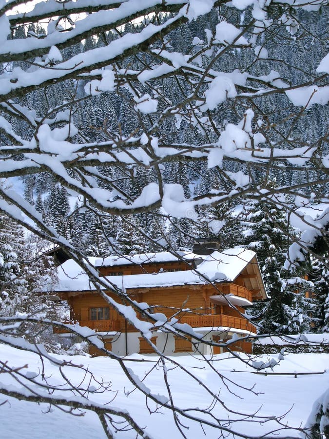 Ski Lodge, Swiss Holiday Cottage Stock Image - Image of snowbound ...