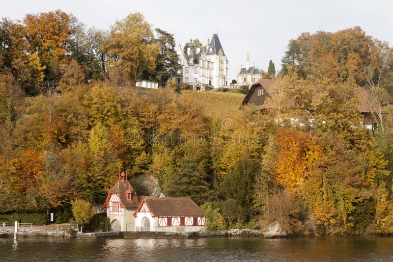Swiss Lakefront in the Fall Stock Photo - Image of lakefront, medieval ...