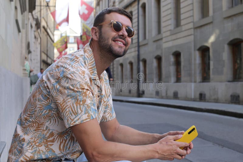 Swiss Man Relaxing in Geneva Stock Image - Image of flags, cute: 290703753