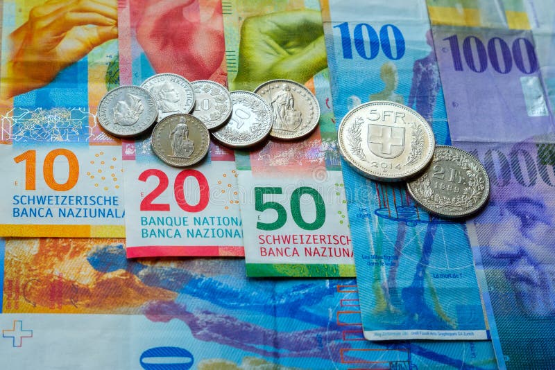Swiss Money Banknotes and Coins Stock Photo - Image of frank ...
