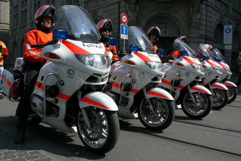 Swiss Police on Motorcycles Editorial Stock Photo - Image of motorbikes ...