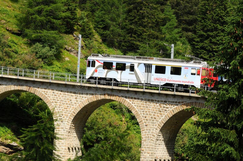 Swiss Red Train Bernina Express Editorial Image - Image of european ...
