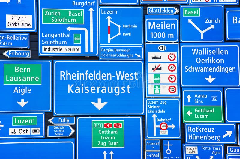Swiss road signs stock image. Image of drive, auto, lane - 18412307