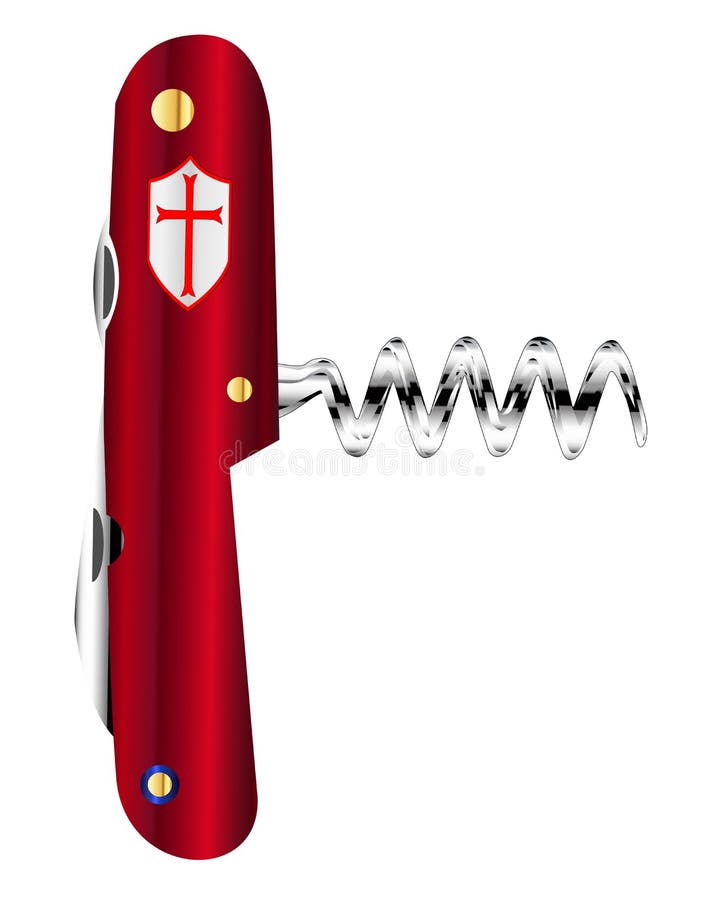 Swiss Style Army Knife Corkscrew Stock Vector - Illustration of artwork ...
