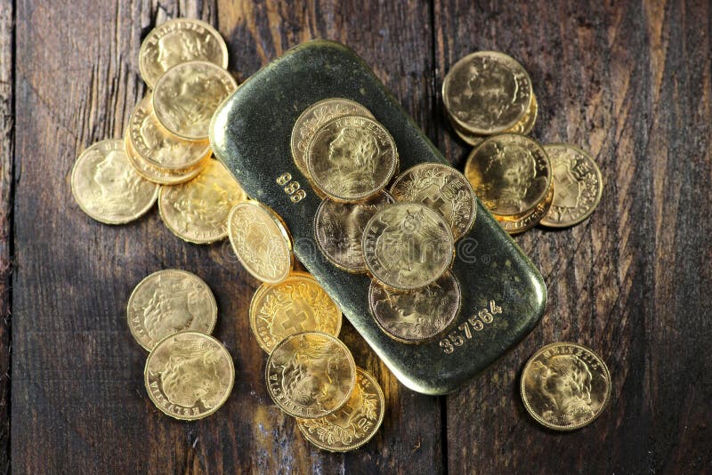 Swiss Vreneli gold coins stock photo. Image of head, numismatics - 78873184