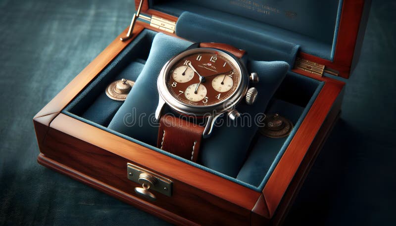 Swiss Watch in a Wooden Display Case, Ai-generated Image Stock ...
