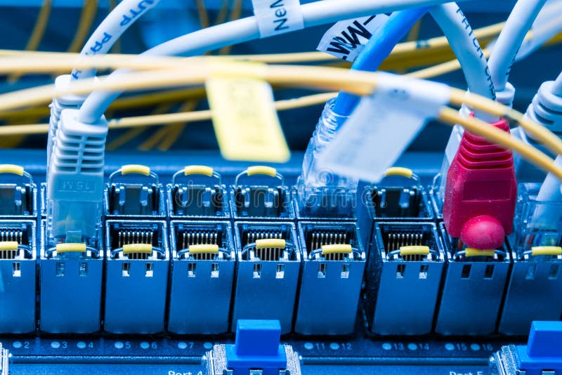 Switch Board with Connected Network Cables Stock Image - Image of ...