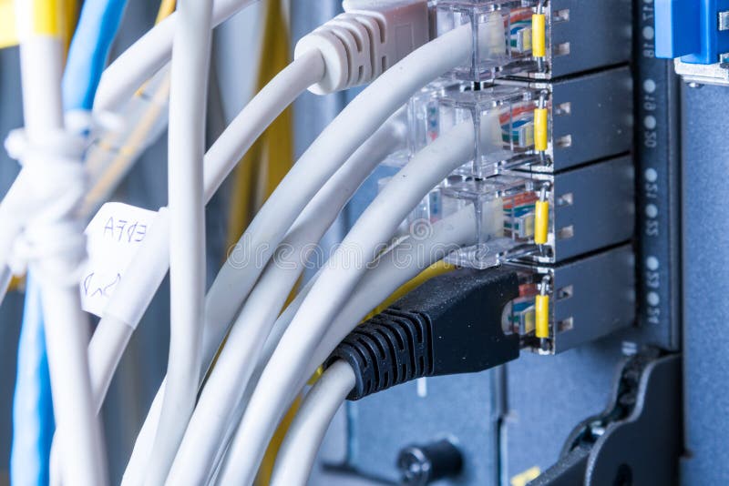 Switch Board with Connected Network Cables Stock Photo - Image of ...