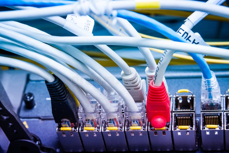 Switch Board with Connected Network Cables Stock Image - Image of ...