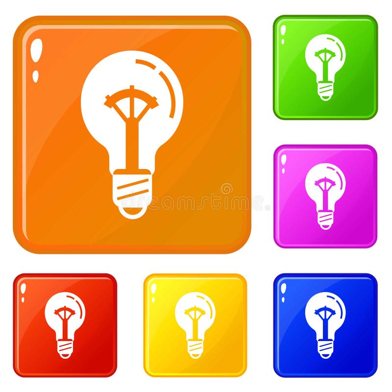 On Switch Bulb Light Icons Set Vector Color Stock Vector - Illustration ...