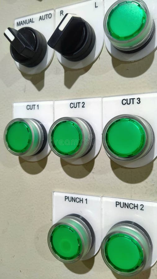 A Panel of a Selector Button with a Display Show Status of a Pump ...