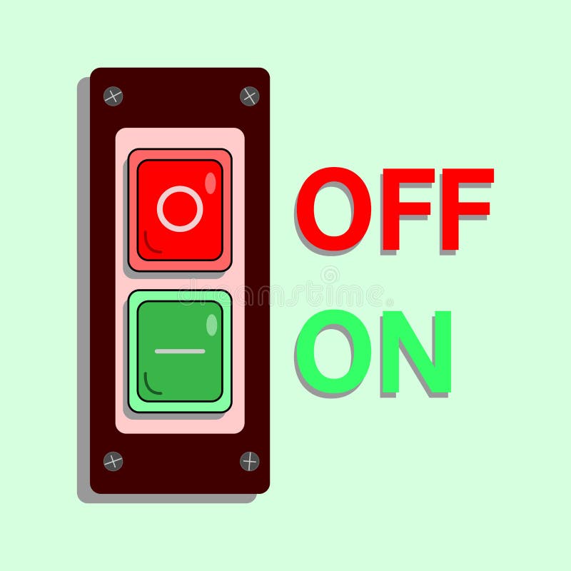 Switch Button To Turn on and Off Stock Vector - Illustration of letter ...