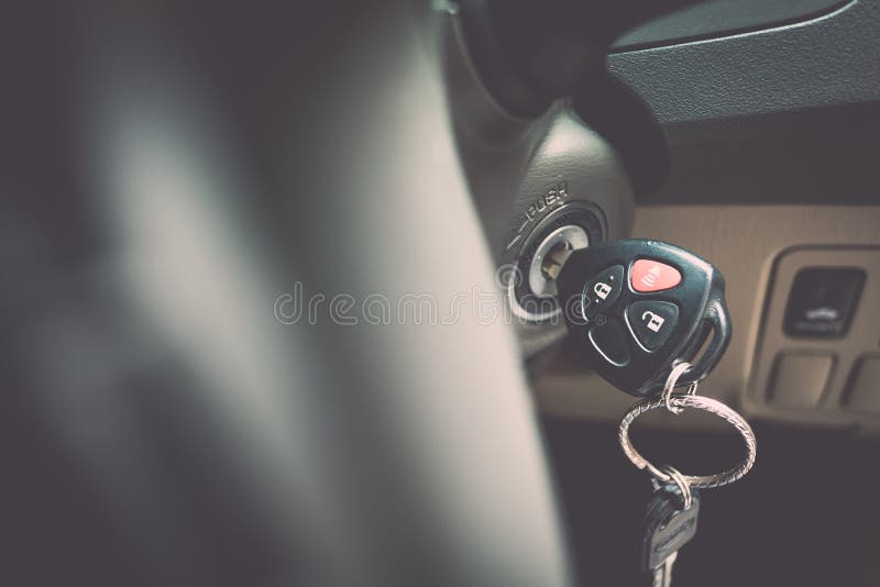Switch a Car Key on To Start the Engine Stock Photo - Image of button ...