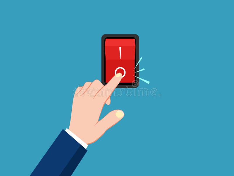 Switch is Closed with a Finger. Electric Control Concept Stock Vector ...