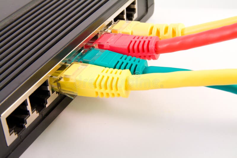 Switch with Connected Cables Stock Image - Image of computer, cable ...
