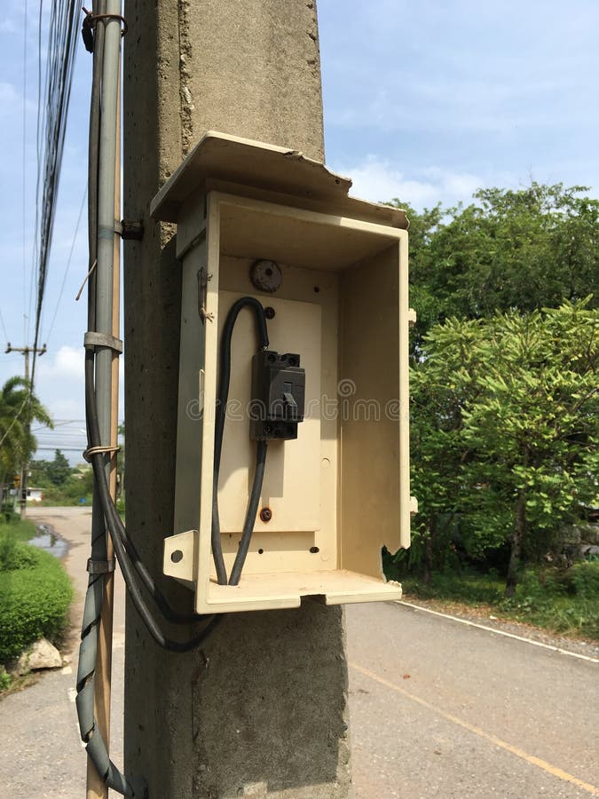 Switch on electricity post stock image. Image of equipment - 83525453