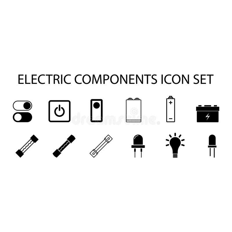 Switch Icon, Battery Icon, Fuse Icon, Led Icon Vector Stock Vector ...