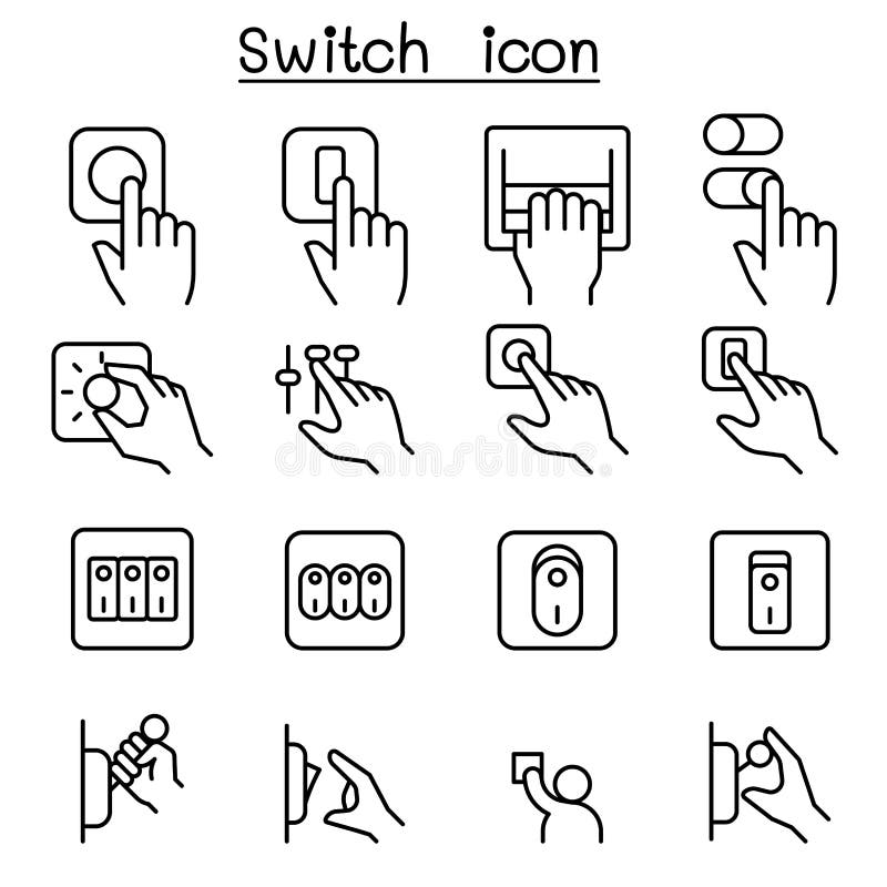 Switch Icon Set in Thin Line Style Stock Vector - Illustration of logo ...