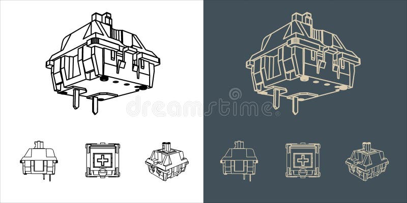Switch Mechanical Keyboard Wireframe Blueprint Stock Illustration ...