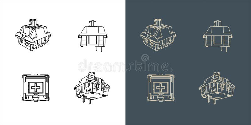 Switch Mechanical Keyboard Wireframe Blueprint Stock Illustration ...