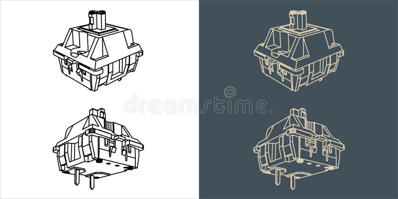 Switch Mechanical Keyboard Wireframe Blueprint Stock Vector ...
