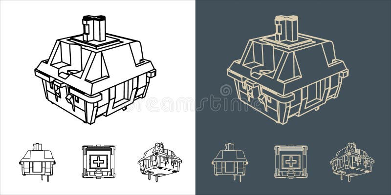 Switch Mechanical Keyboard Wireframe Blueprint Stock Vector ...