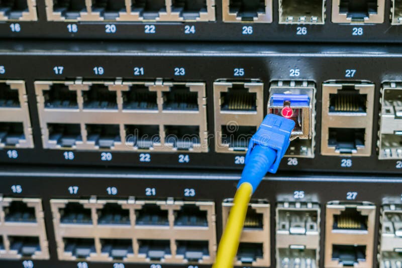 Switch Module is Next To the High-speed Optical Cable Stock Image ...