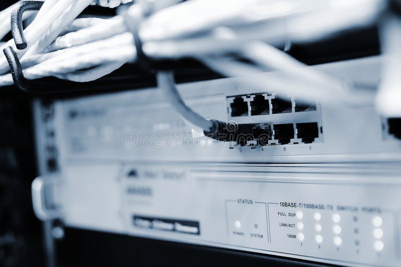 Switch with Networking Cable Stock Photo - Image of socket, cables ...
