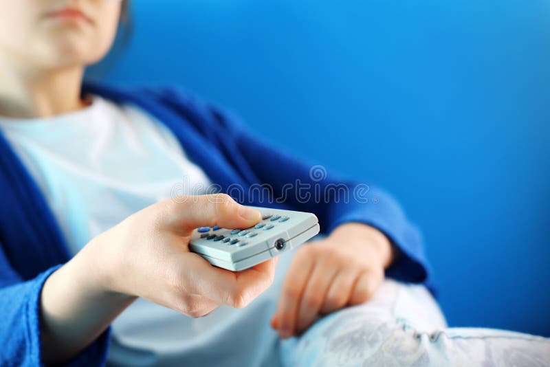 Switch Off. Child with Tv Remote Control Stock Photo - Image of family ...