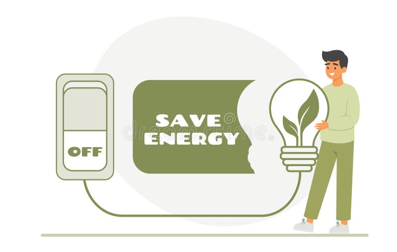 Switch Off the Light. Save Energy Concept Stock Vector - Illustration ...
