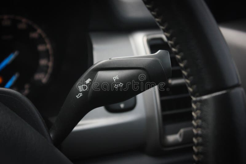 Switch Off Lights in a Car. Close-up Car Integrated Turning Indicator ...