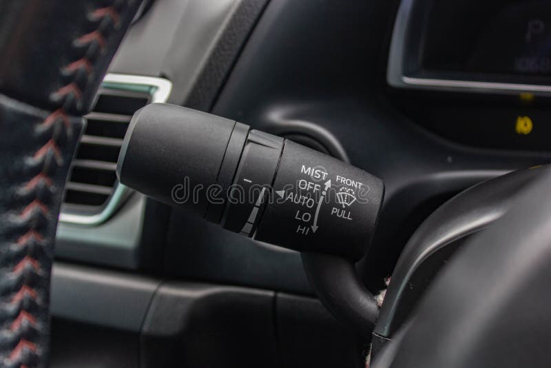 Switch Off Lights in a Car. Close-up Car Integrated Turning Indicator ...