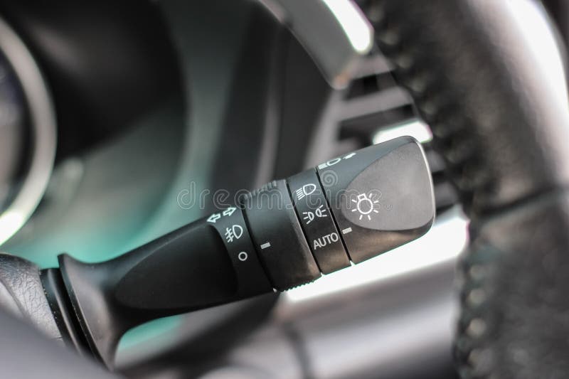 Switch Off Lights in a Car. Close-up Car Integrated Turning Indicator ...