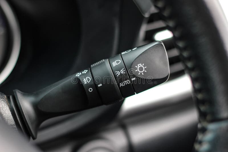 Switch Off Lights in a Car. Close-up Car Integrated Turning Indicator ...
