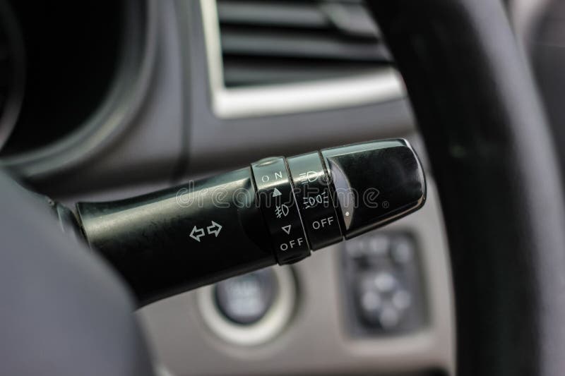 Switch Off Lights in a Car. Close-up Car Integrated Turning Indicator ...