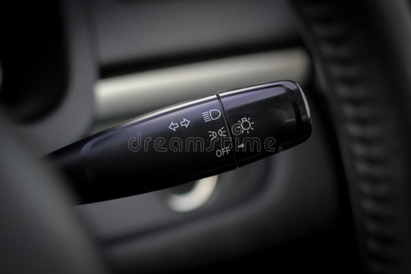 Switch Off Lights in a Car. Close-up Car Integrated Turning Indicator ...